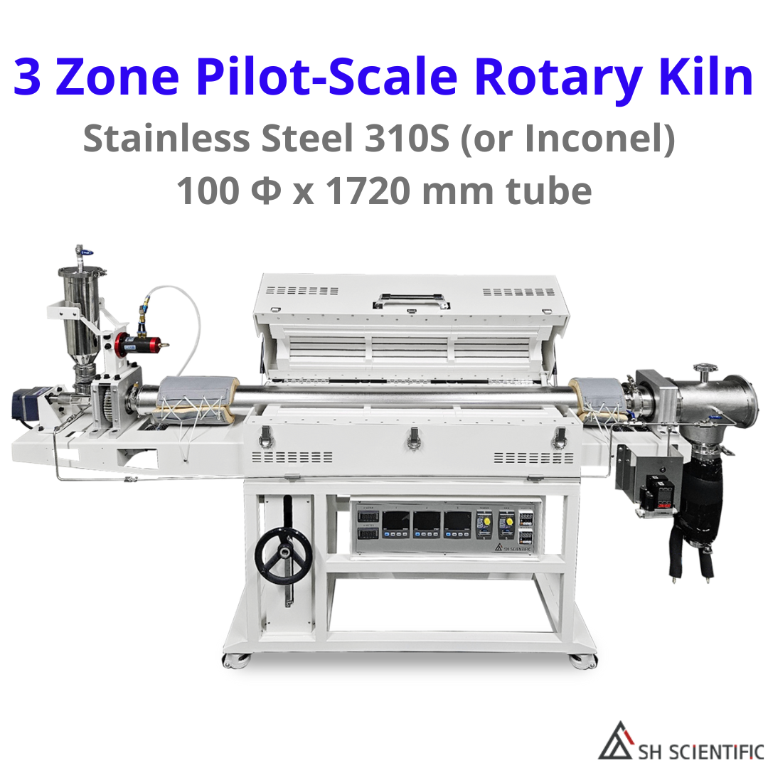 1200℃ Lab Scale Rotary Kiln | SS310S 100mm OD Tube | 900mm Hot Zone
