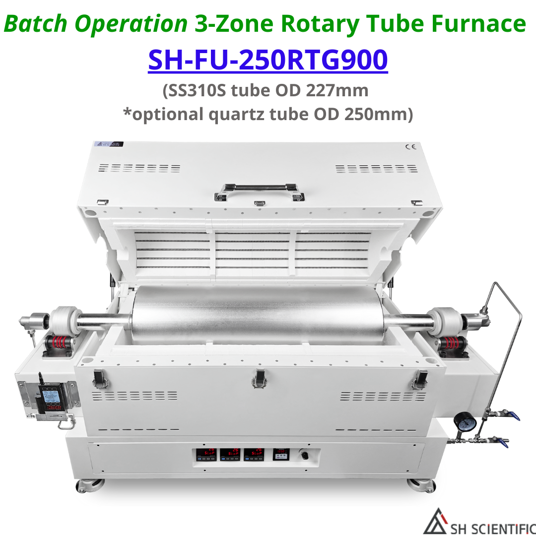 Batch-Type 3-Zone Rotary Tube Furnace | SH-FU-250RTG900